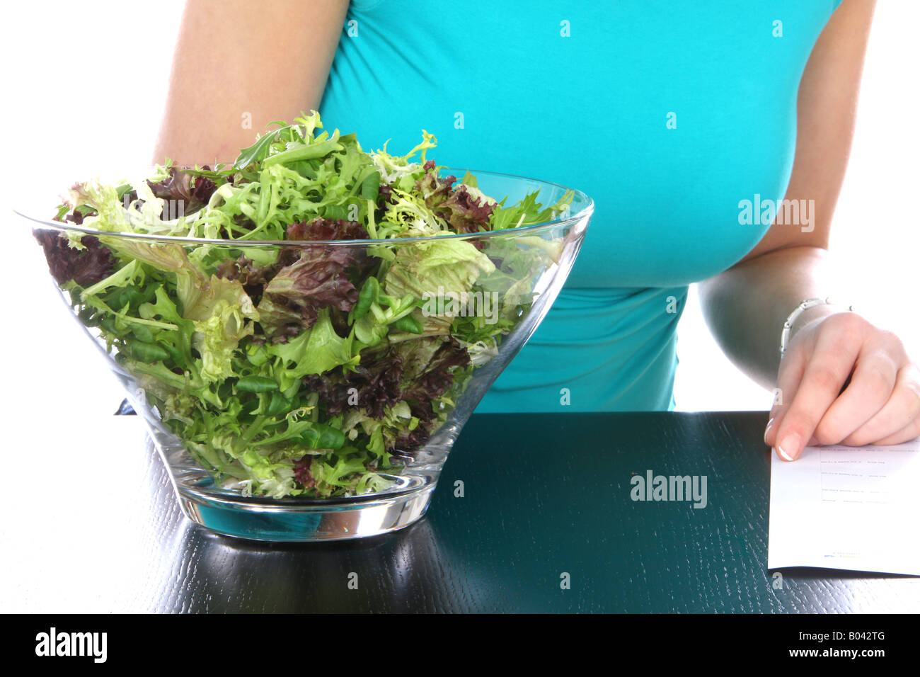 Teenage Girl with Salad Model Released Stock Photo - Alamy