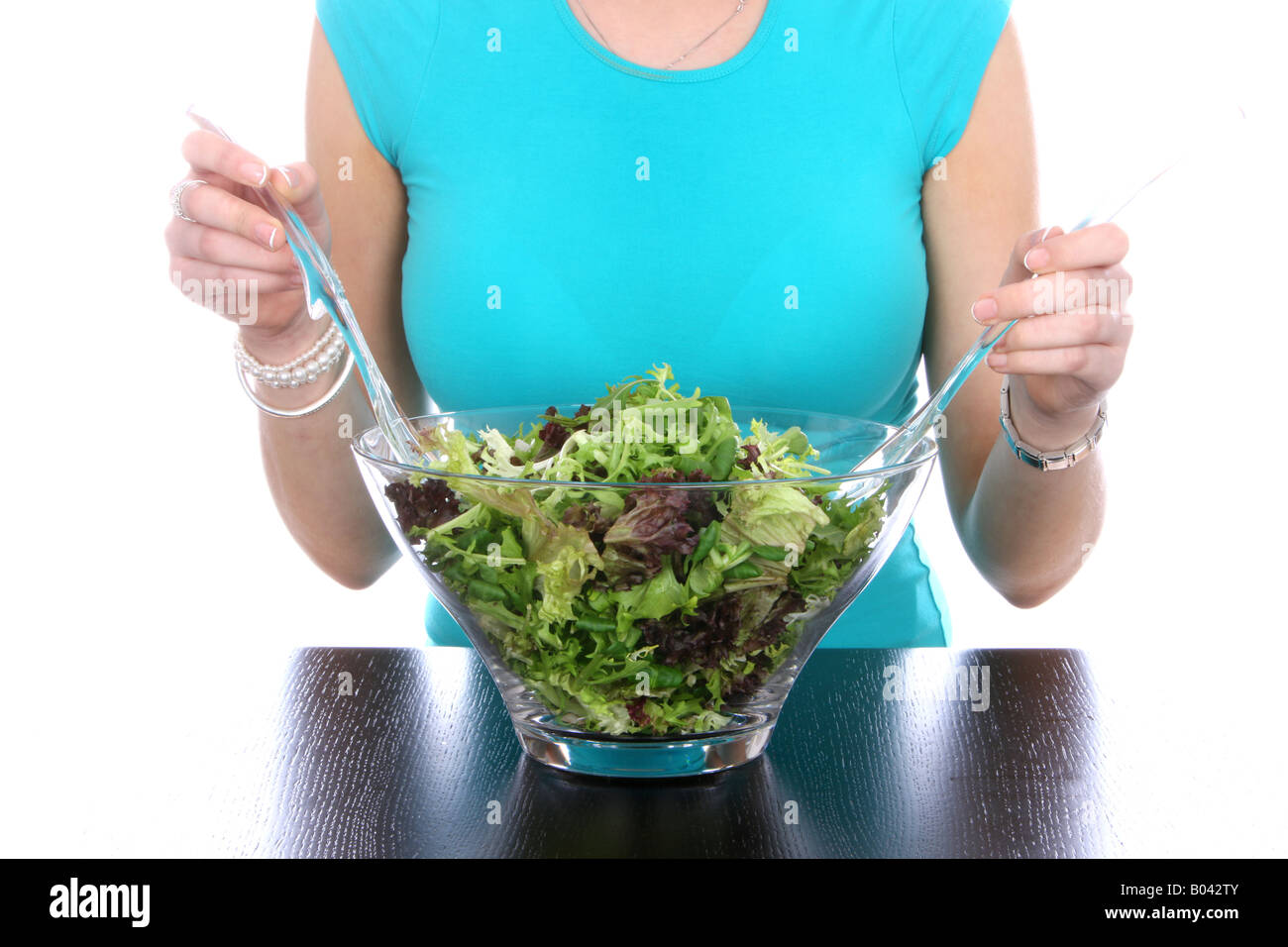 Teenage Girl Preparing Salad Model Released Stock Photo - Alamy