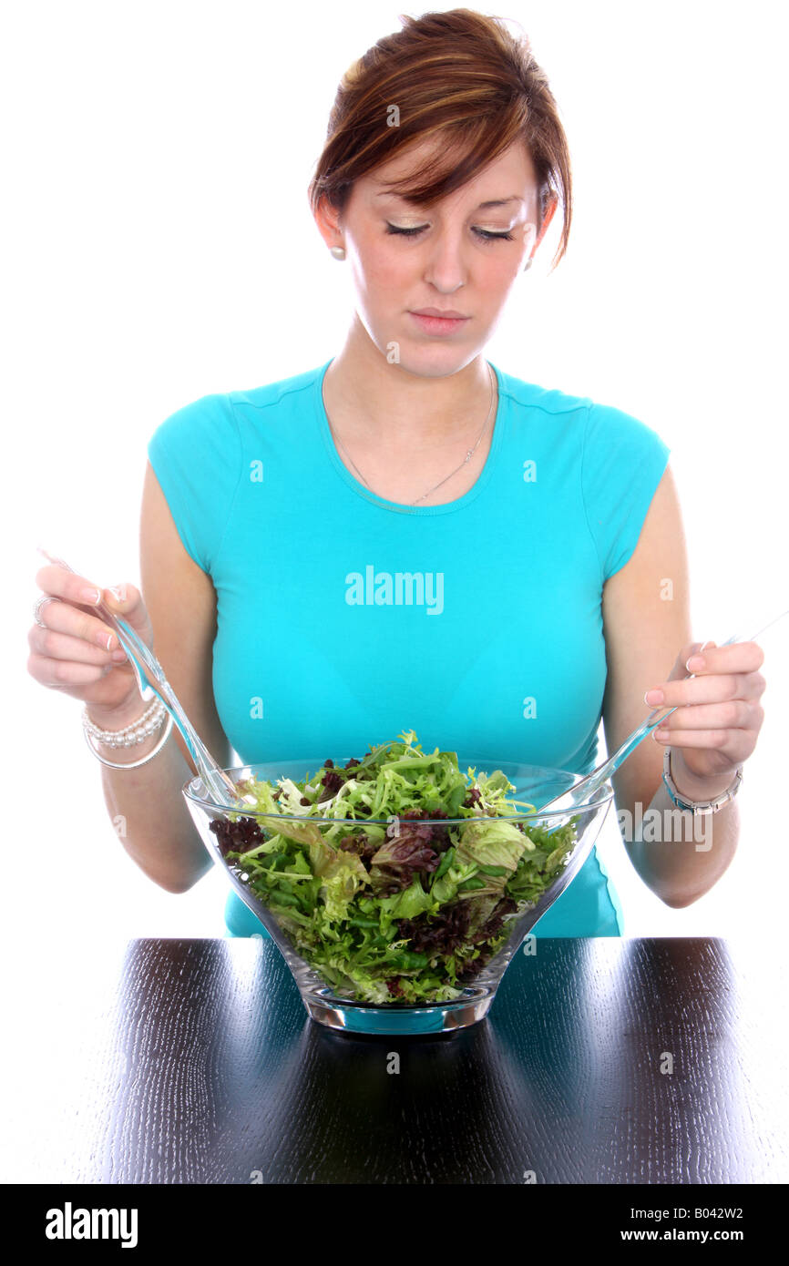 Teenage Girl Preparing Salad Model Released Stock Photo - Alamy
