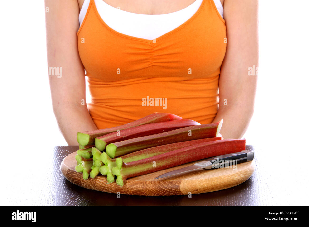 Teenage Girl Preparing Rhubarb Model Released Stock Photo - Alamy