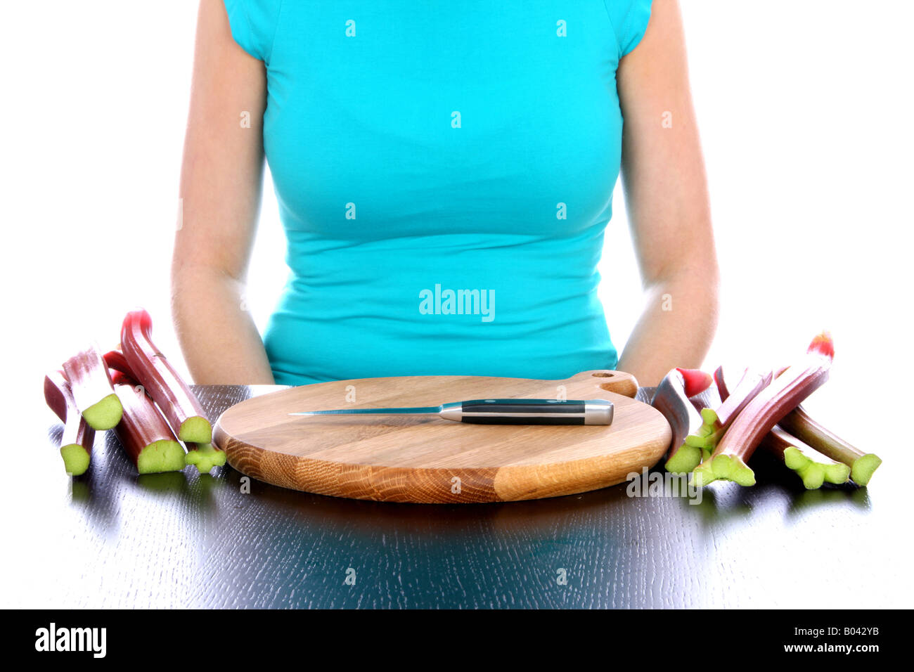 Teenage Girl Preparing Rhubarb Model Released Stock Photo - Alamy