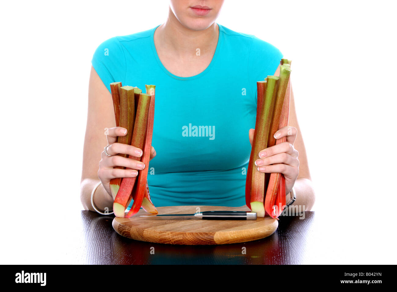 Teenage Girl Preparing Rhubarb Model Released Stock Photo - Alamy