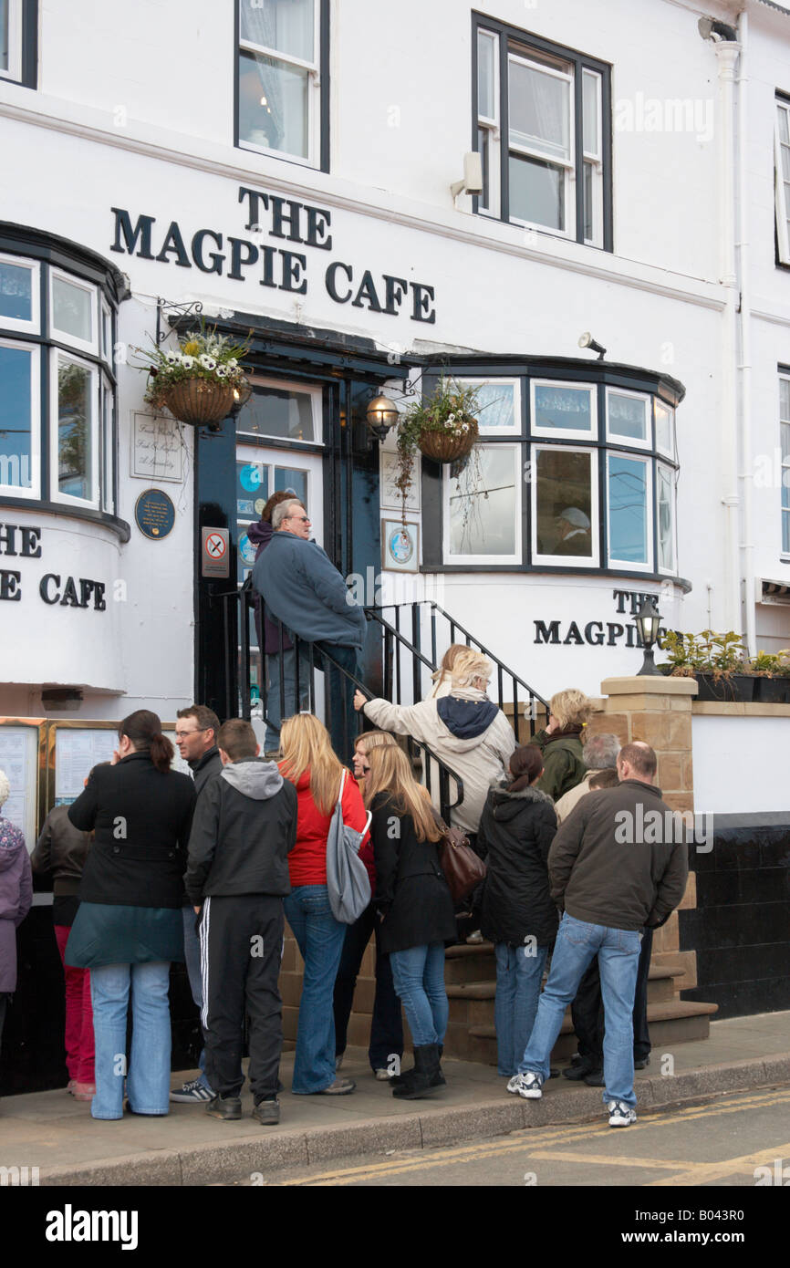 People queuing outside the famous 'Magpie cafe' in Whitby, North ...