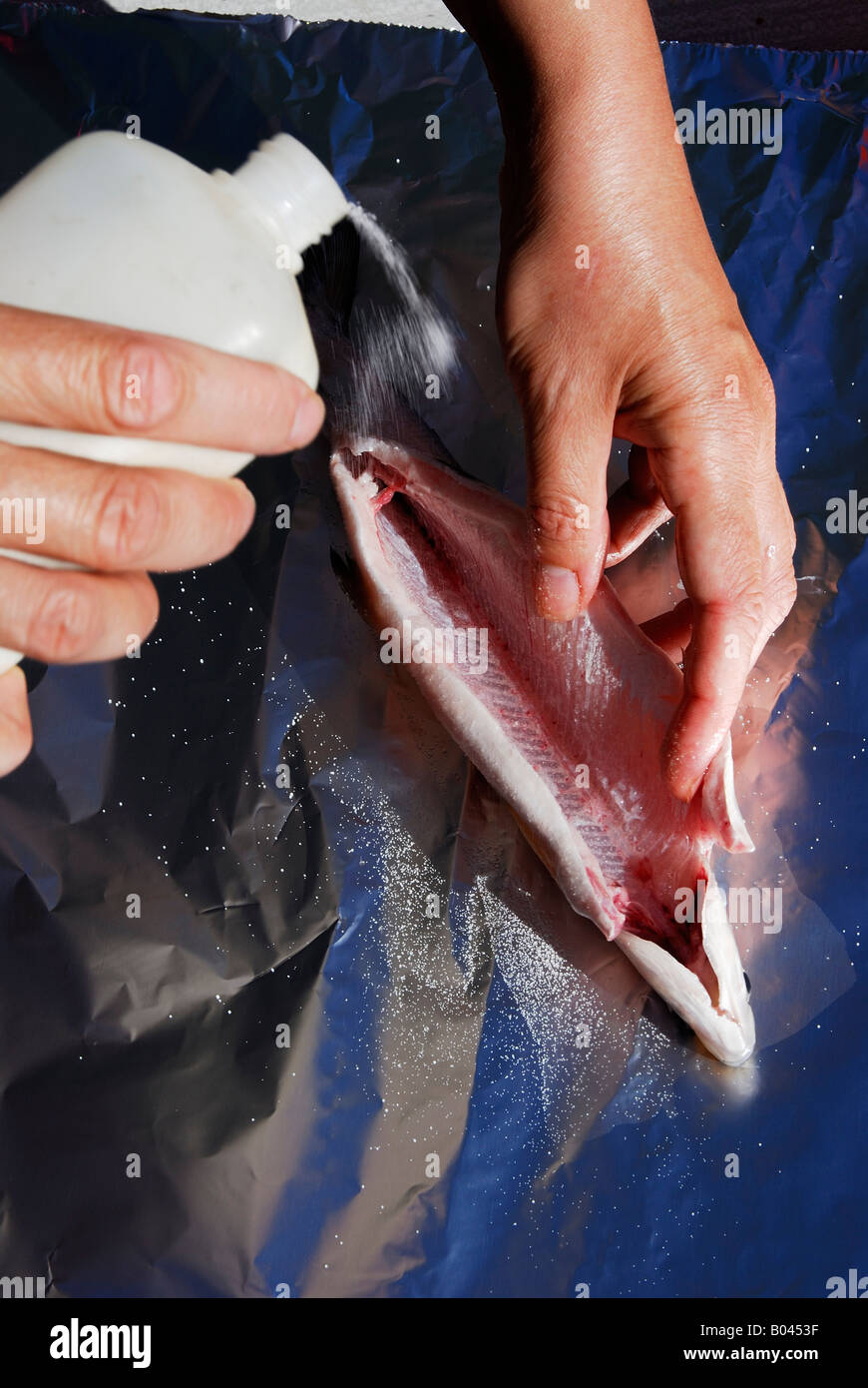 Salting of a whitefish (powan Stock Photo - Alamy