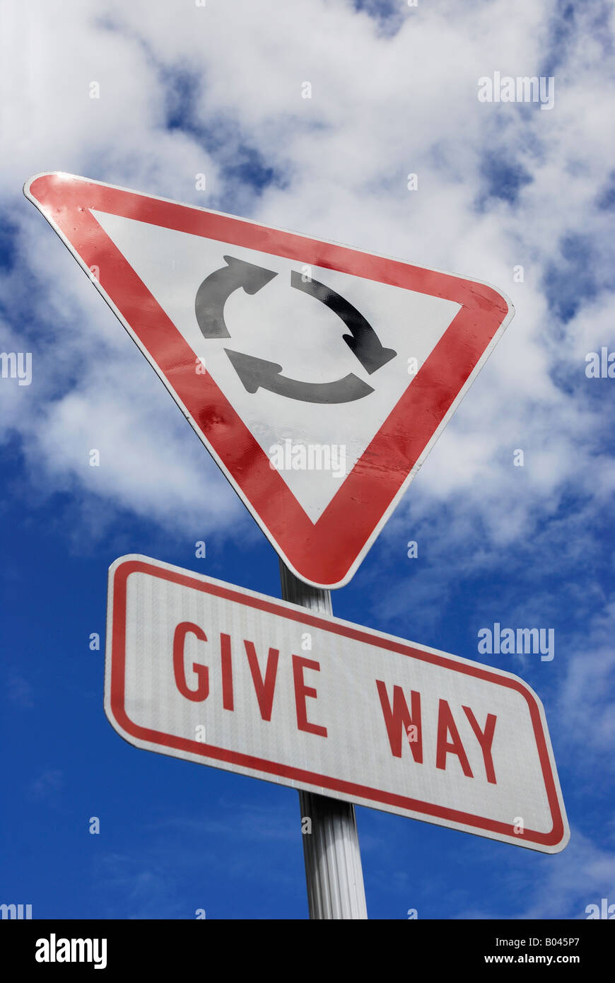 Give way Sign Central Otago New Zealand Stock Photo - Alamy