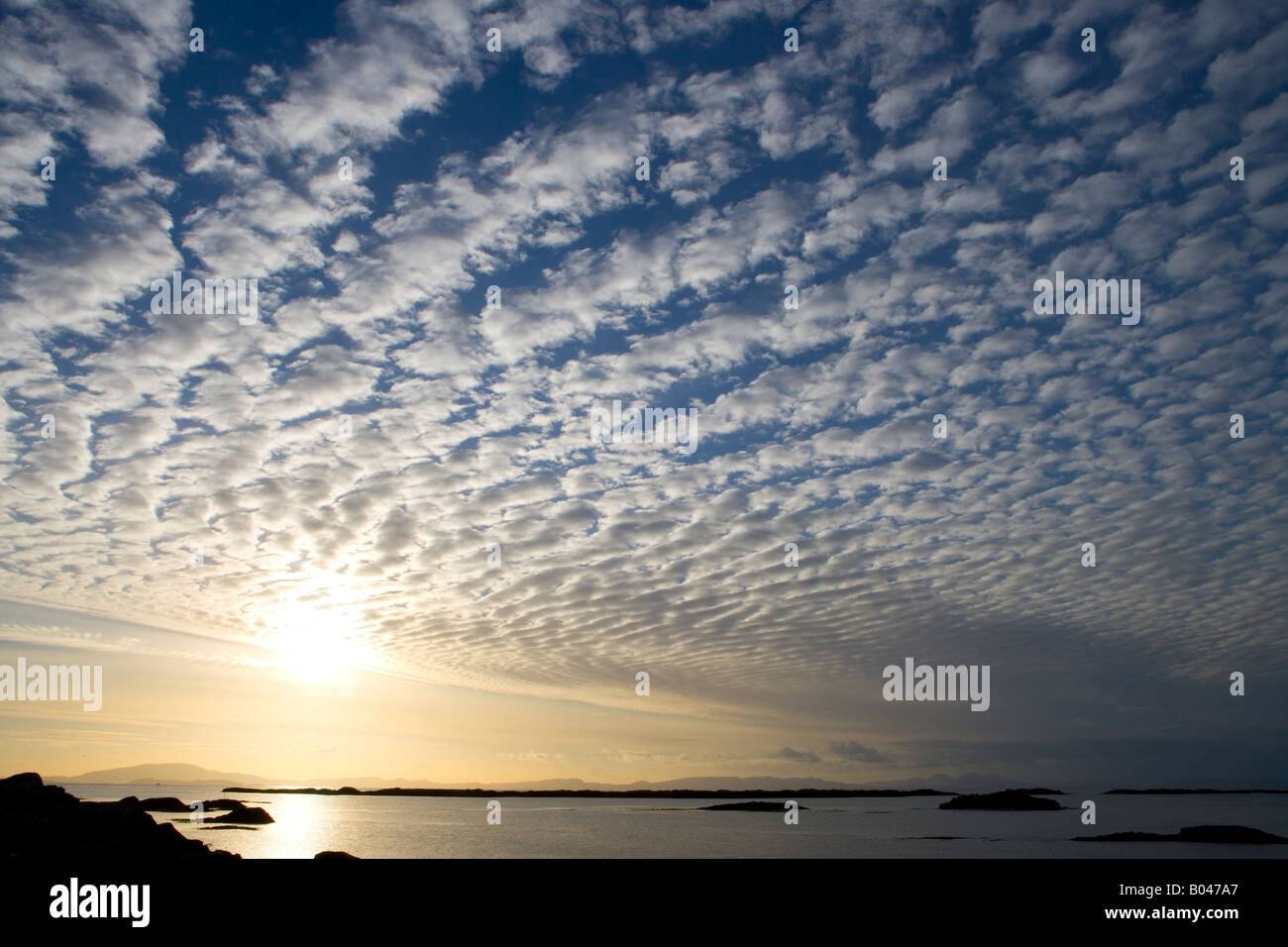 Morning light spilling over clouds, Carsaig Bay, Isle of Mull, Scotland ...