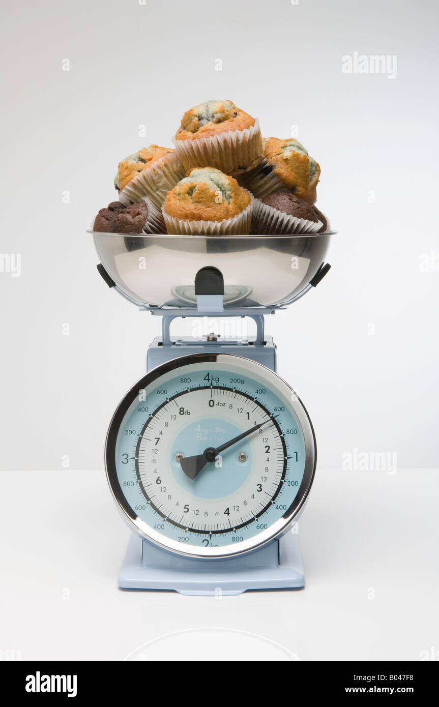 Muffins on kitchen scales Stock Photo - Alamy