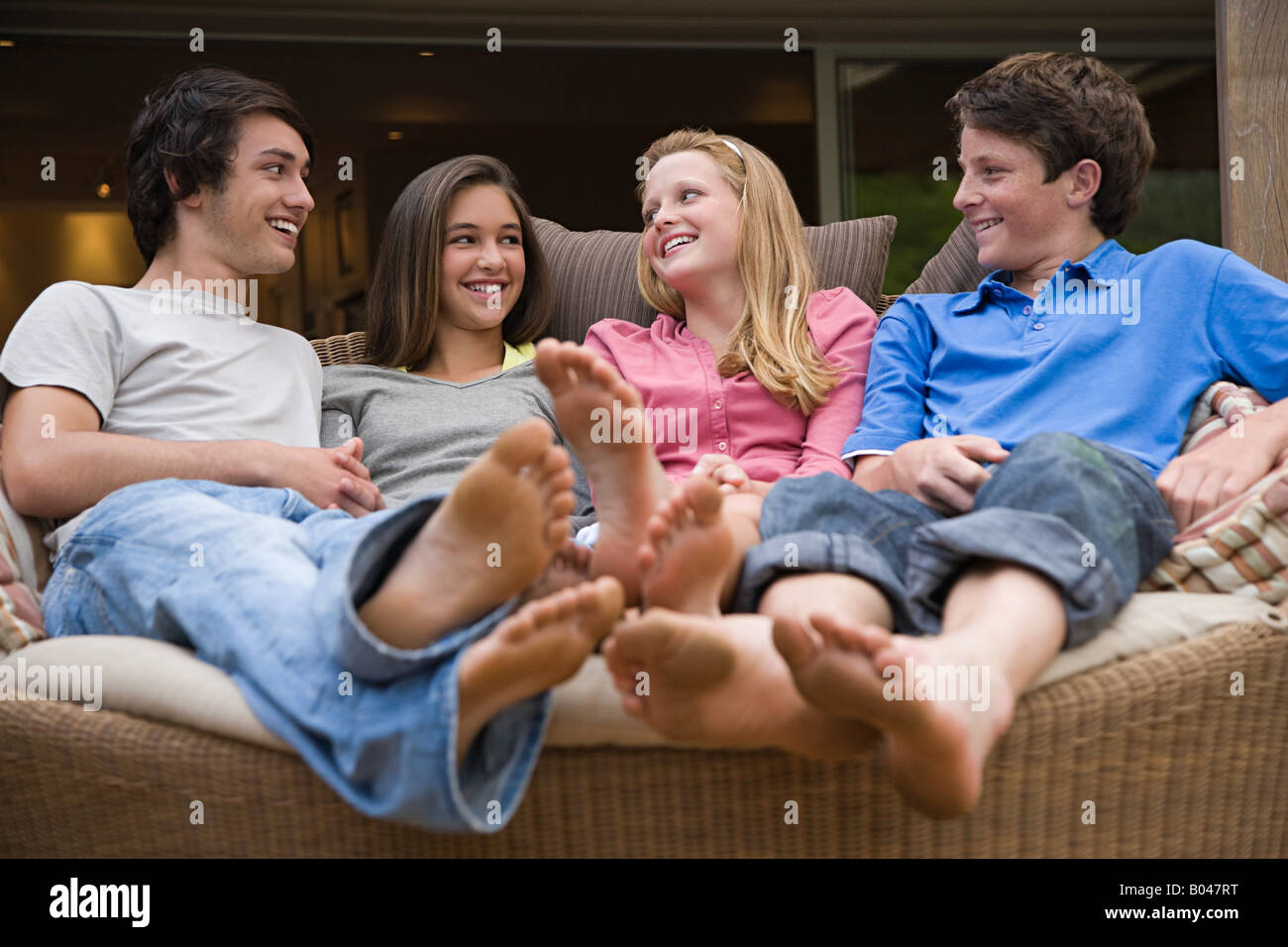 Four Teenagers Talking High Resolution Stock Photography and Images - Alamy
