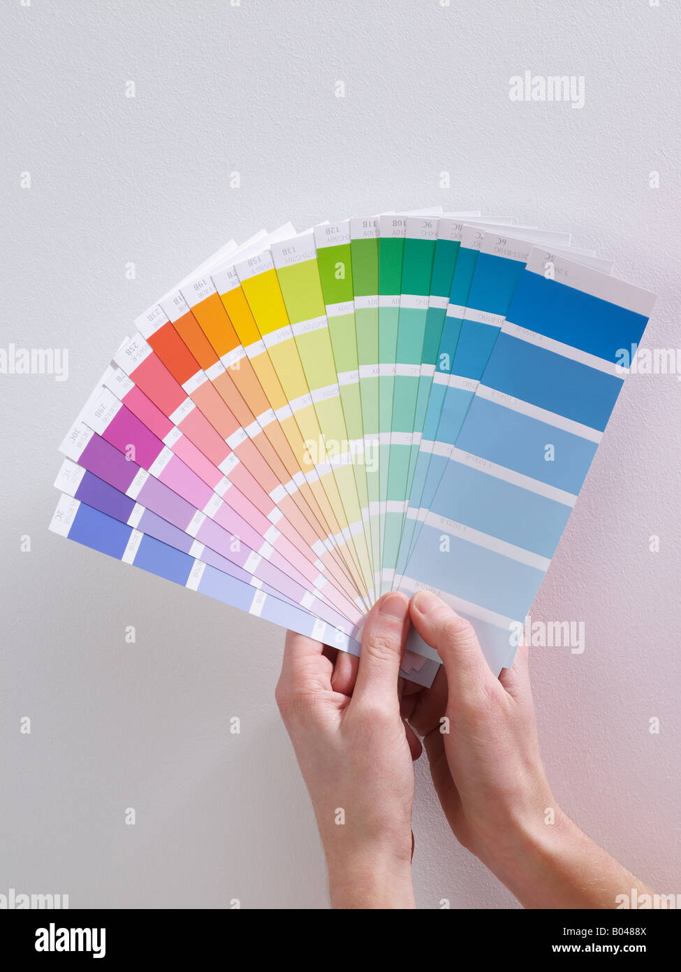 A woman holding colour charts Stock Photo - Alamy