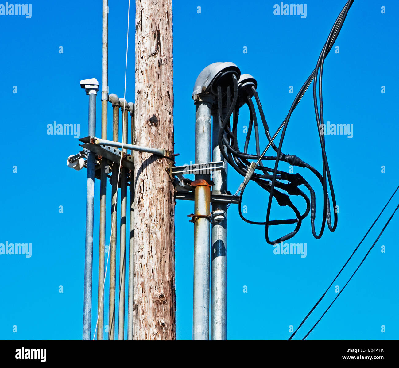 electrical lines and pole Stock Photo - Alamy