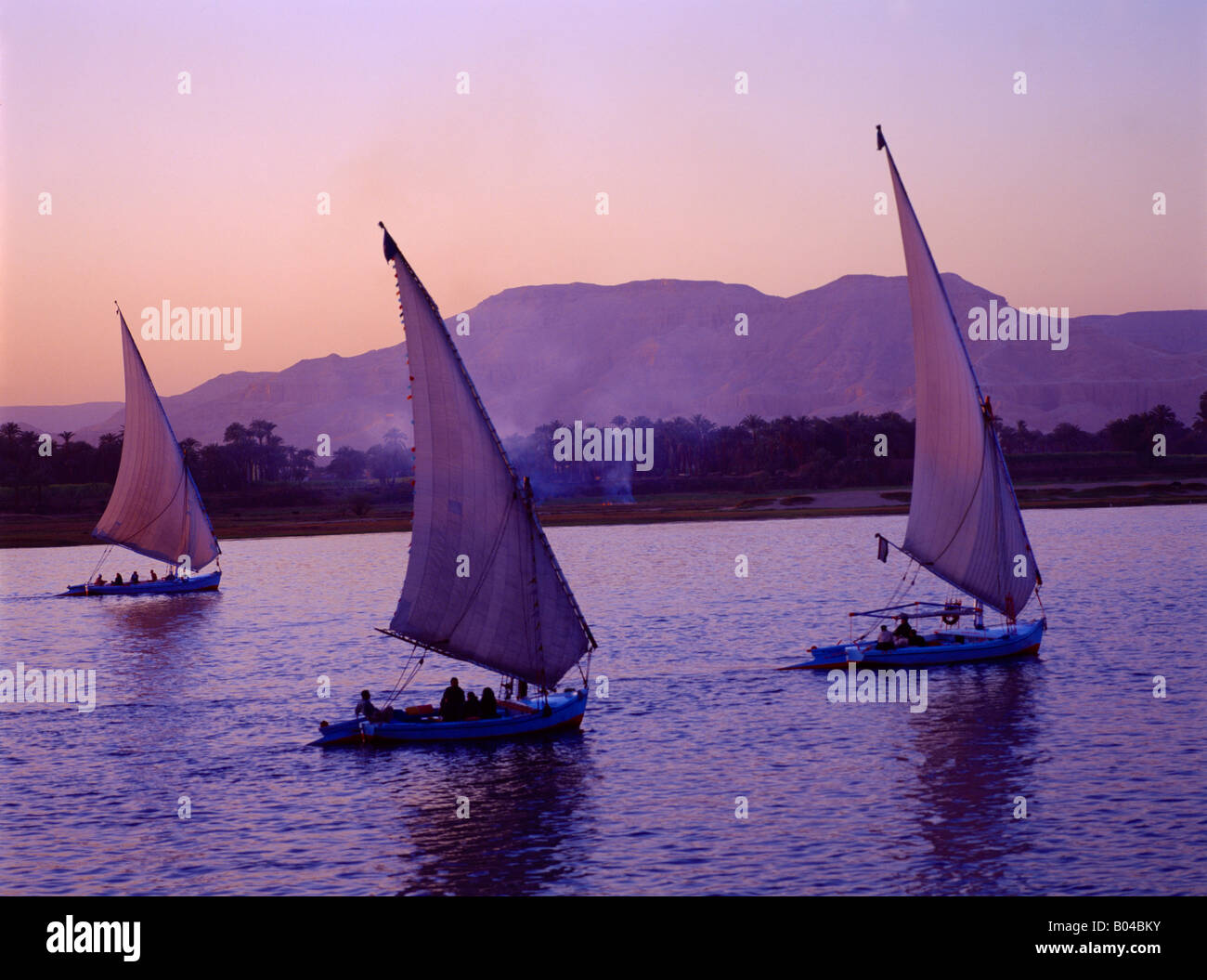 Luxor Egypt Feluccas On The Nile Sunset Stock Photo - Alamy