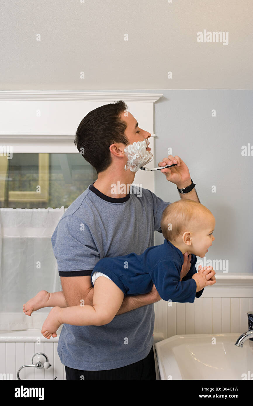 Baby father shaving hi-res stock photography and images - Alamy