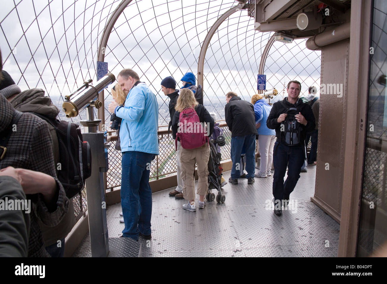 The viewing platform at the top of the Eifell Tower Paris France Stock ...