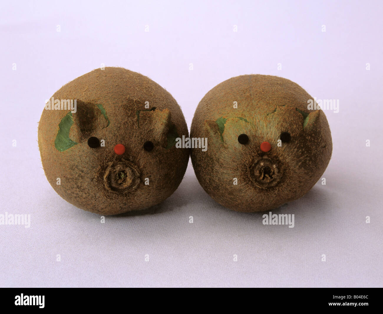 Still Life Studio Close up Two kiwi fruits looking like bats Stock ...