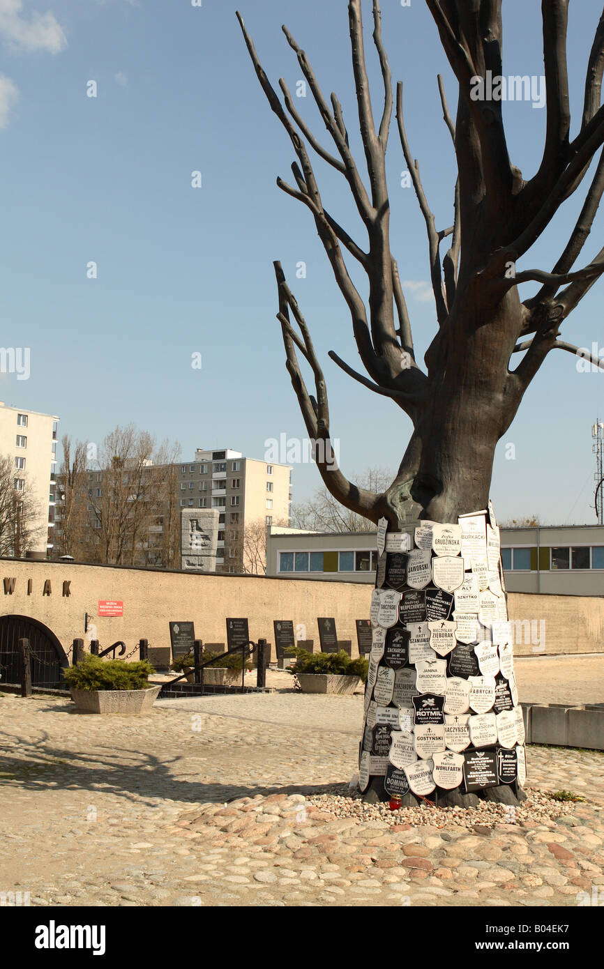 Warsaw Poland entrance to the Pawiak prison museum with plaques showing ...