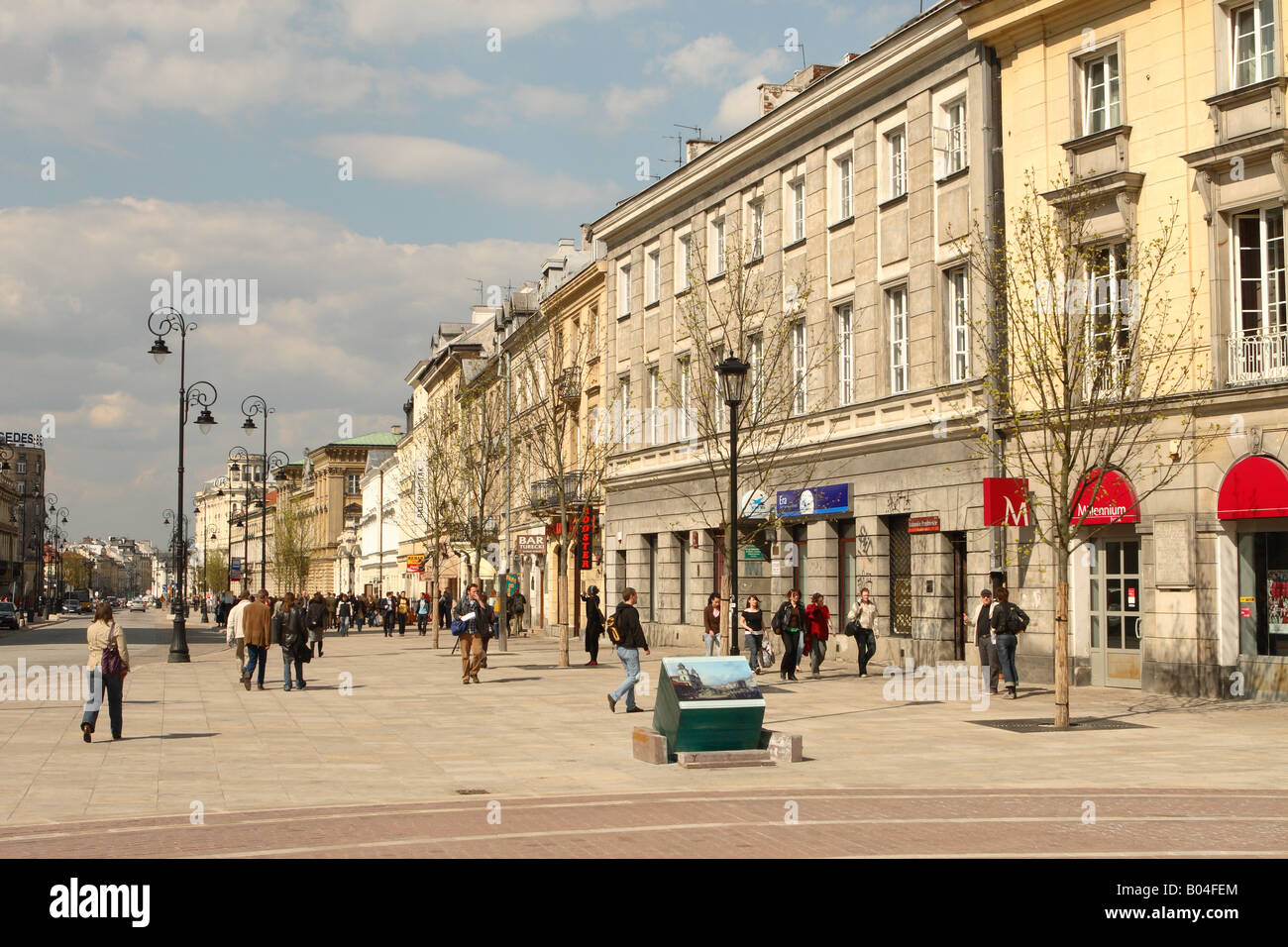 Warsaw Poland the attractive Ul Krakowskie Przedmiescie street with ...