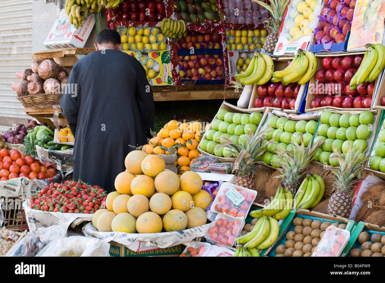 Vegatables, fruits and dy foods in the market Aswan Egypt Stock Photo ...