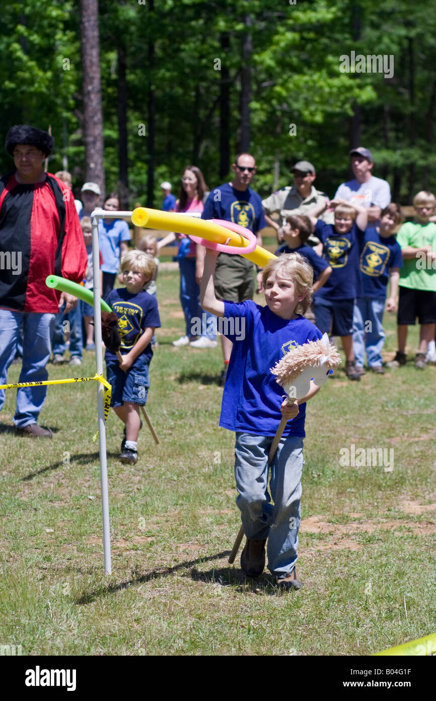 Living history at cub scouts camp Stock Photo - Alamy