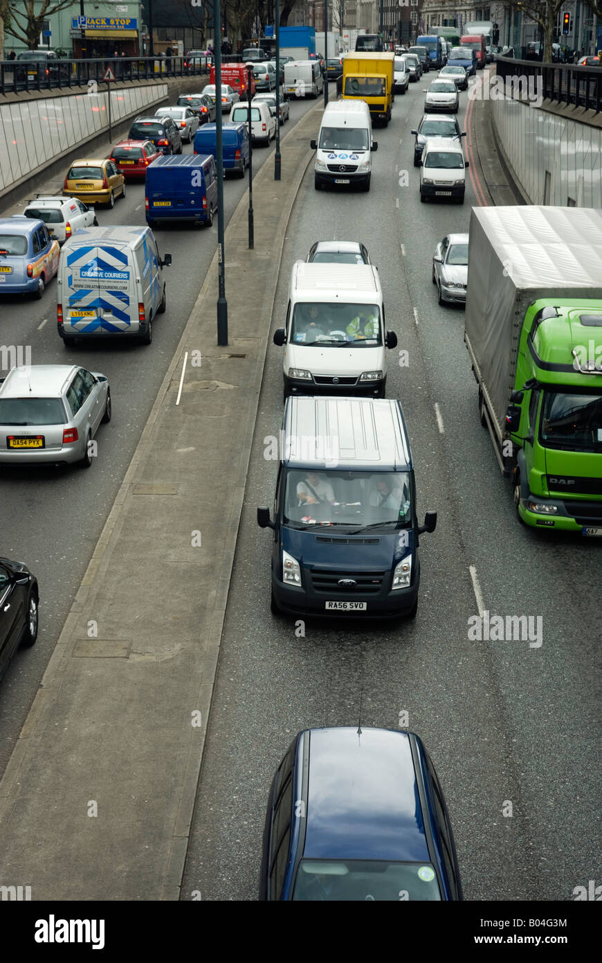 Queue of traffic, London Stock Photo - Alamy