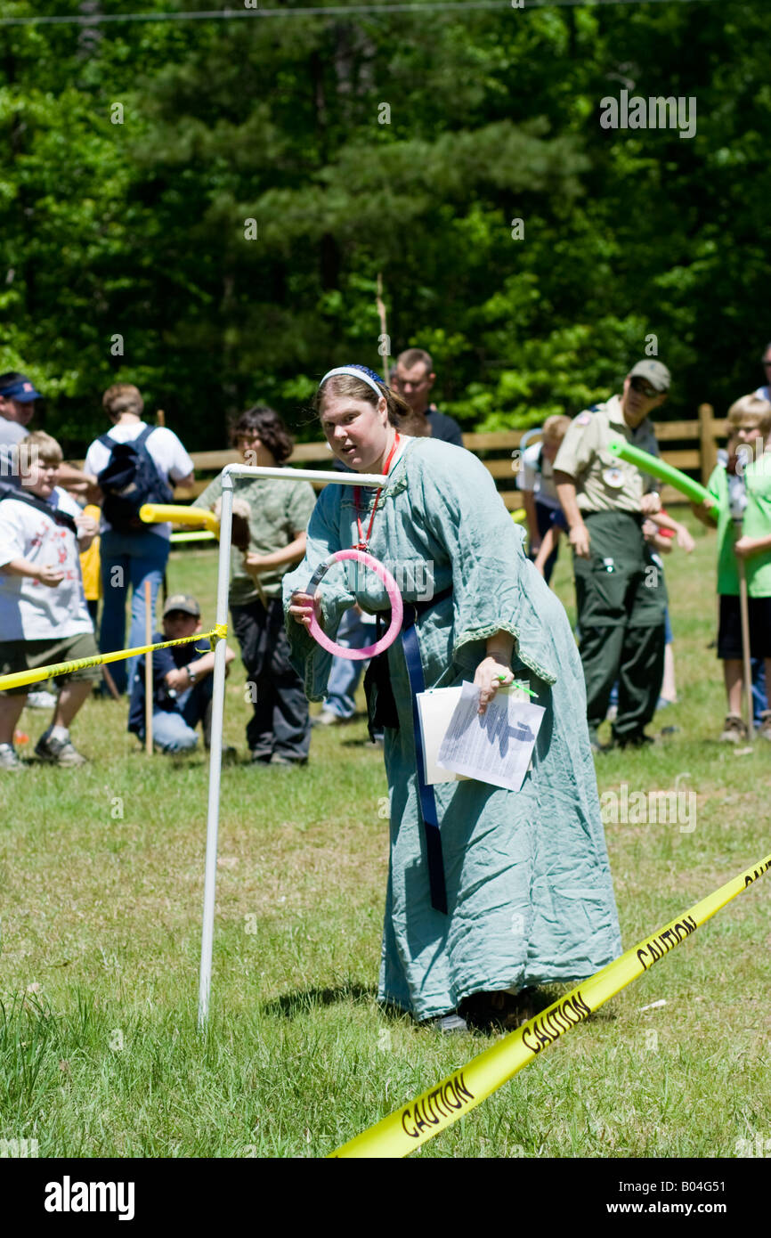 Living history at cub scouts camp Stock Photo - Alamy
