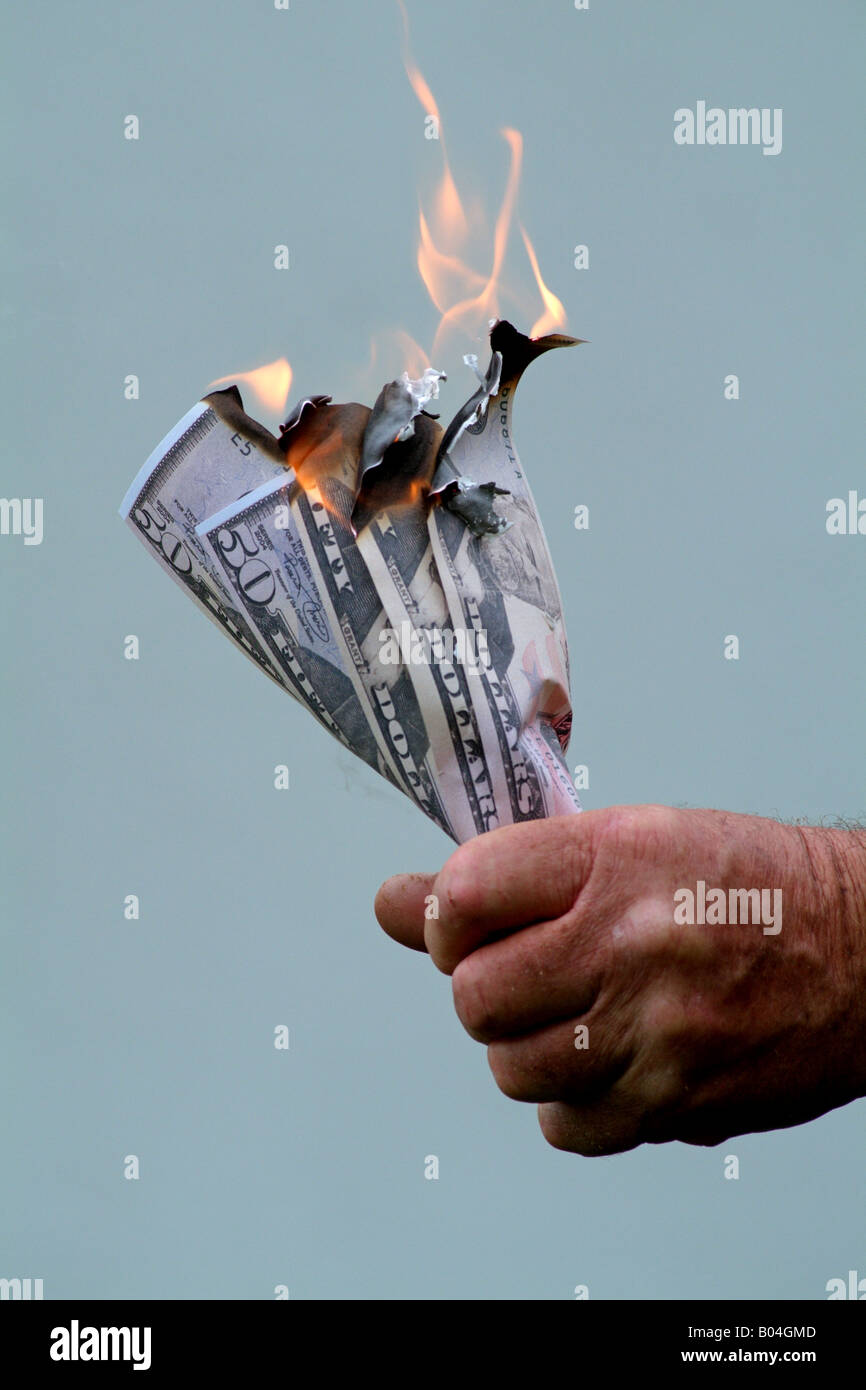 Burning US Dollar Bills Stock Photo - Alamy