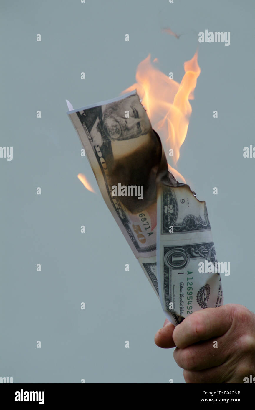 Burning US Dollar Bills Stock Photo - Alamy