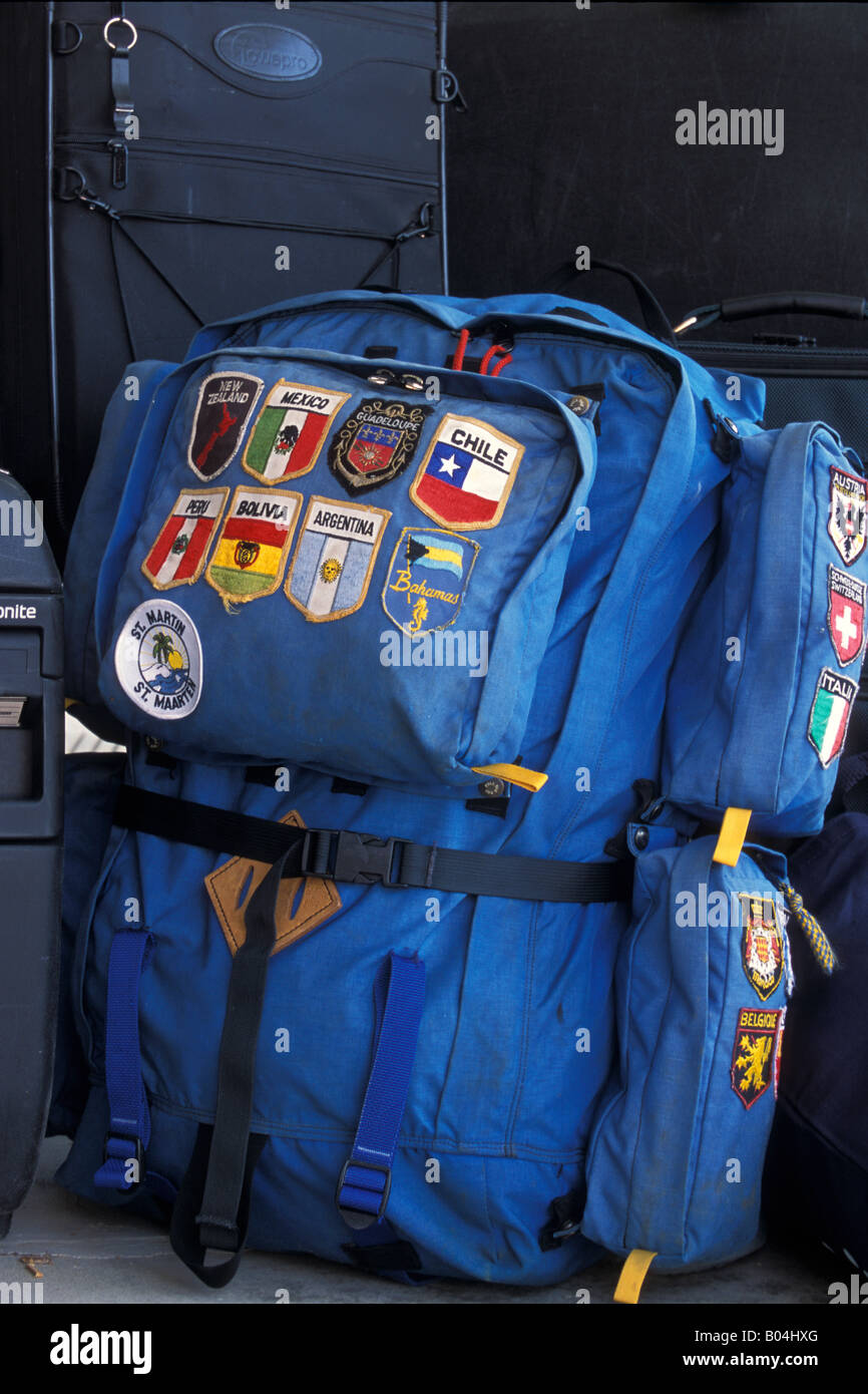 Tourist backpack with patches hi-res stock photography and images - Alamy