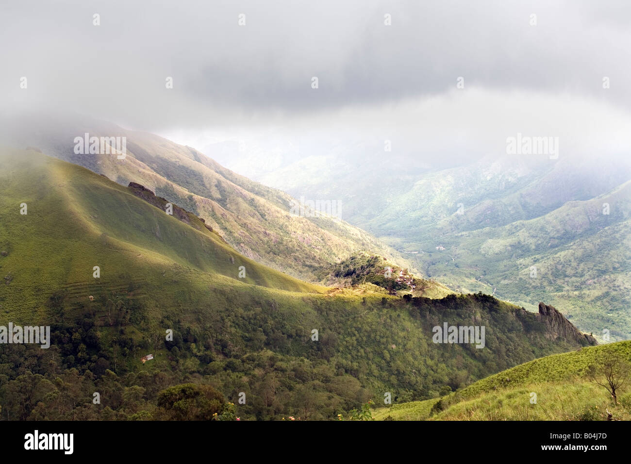 Panoramic view from "Top Station" Kerala India of Western Ghats and ...