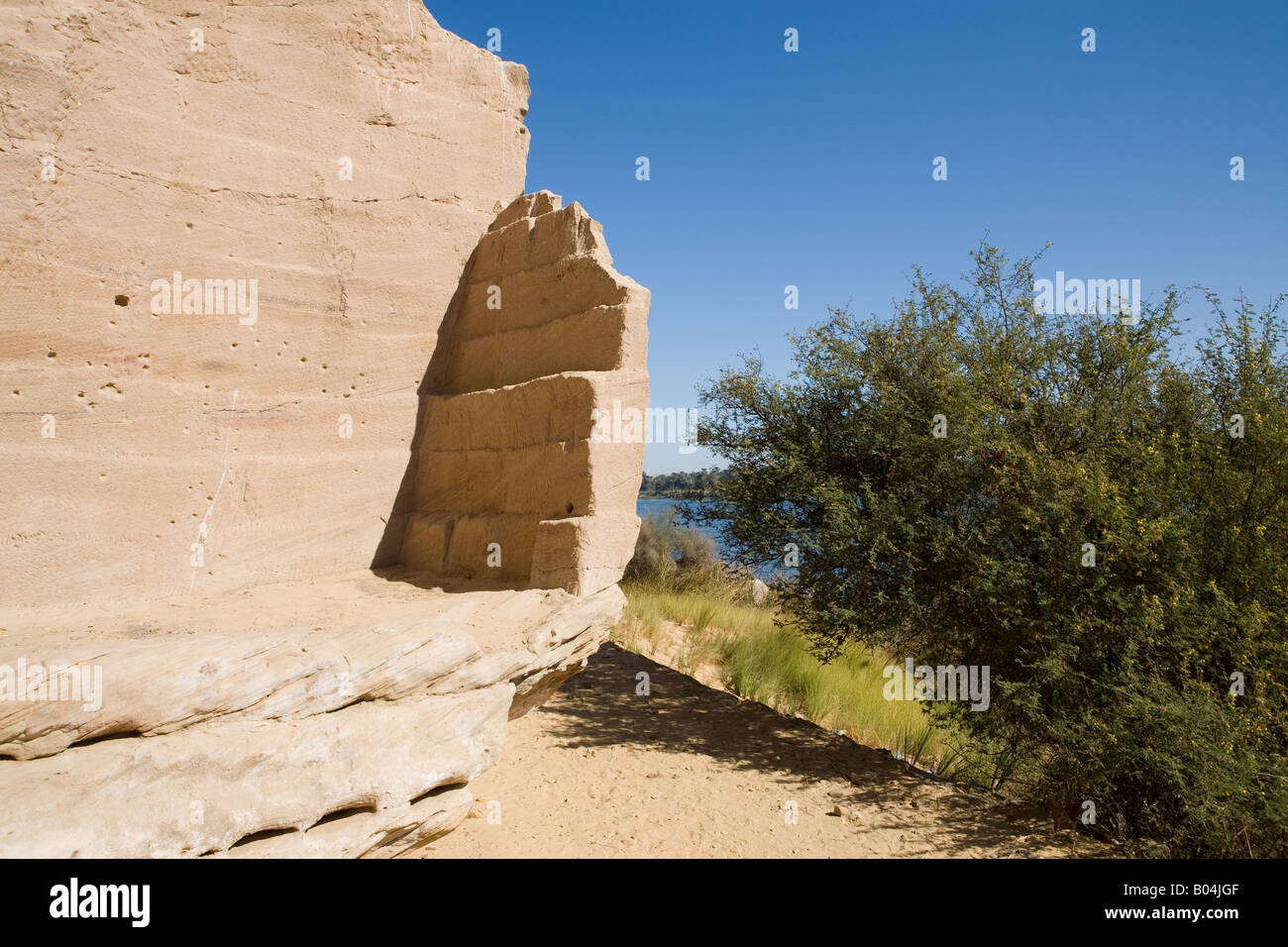 Quarryworked walls at Gebel Silsilah sandstone Quarry on West bank of ...
