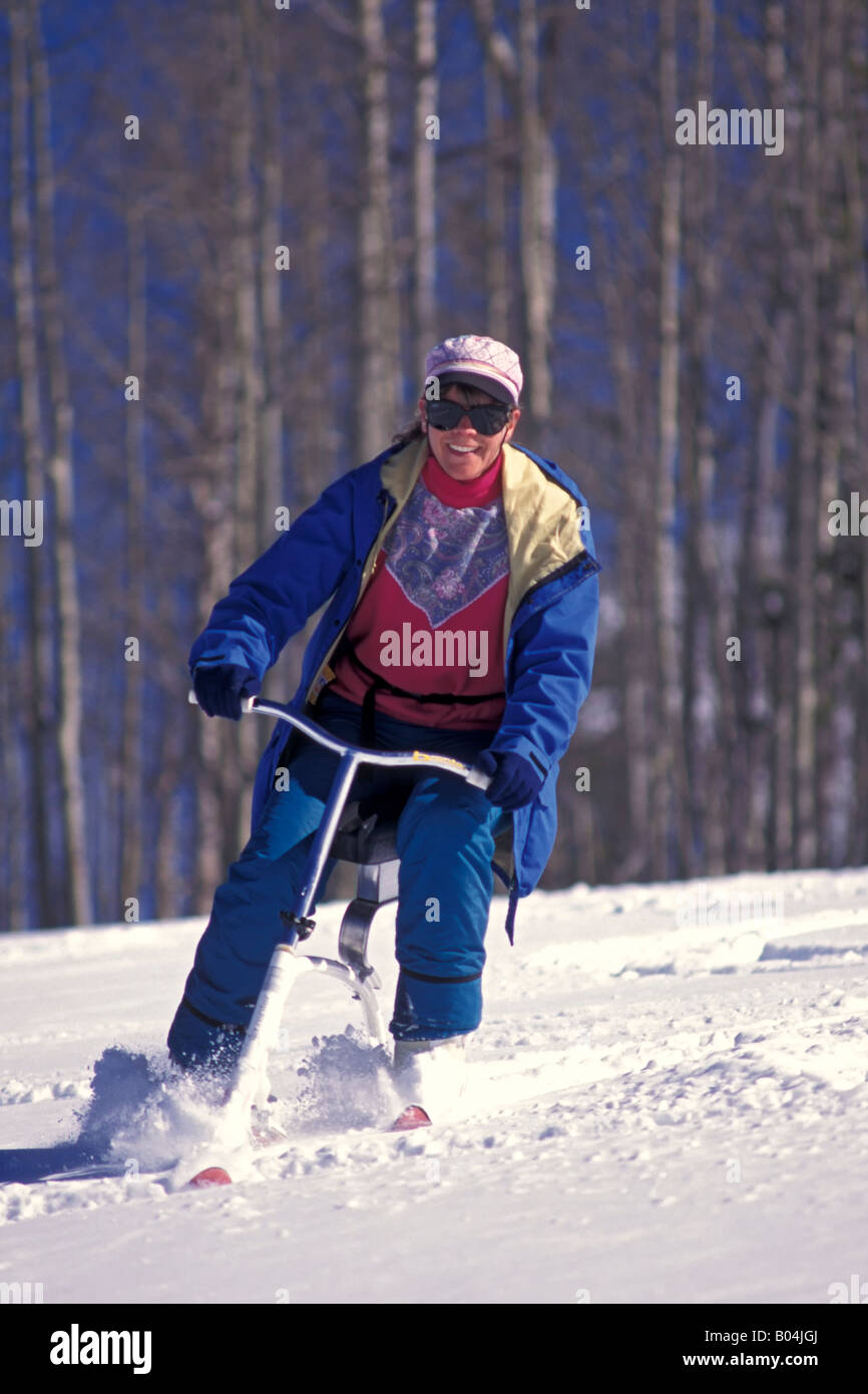Rider on a Brenter Snowbike, Sol Vista Basin, Grand County, Colorado ...
