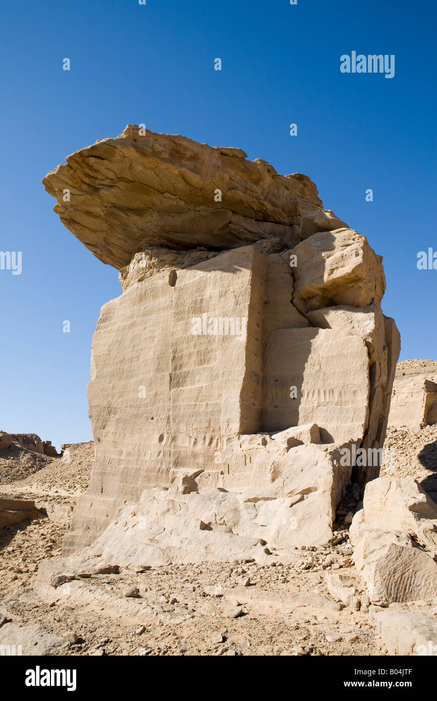 The capstone at Gebel Silsilah sandstone Quarry on West bank of Nile ...