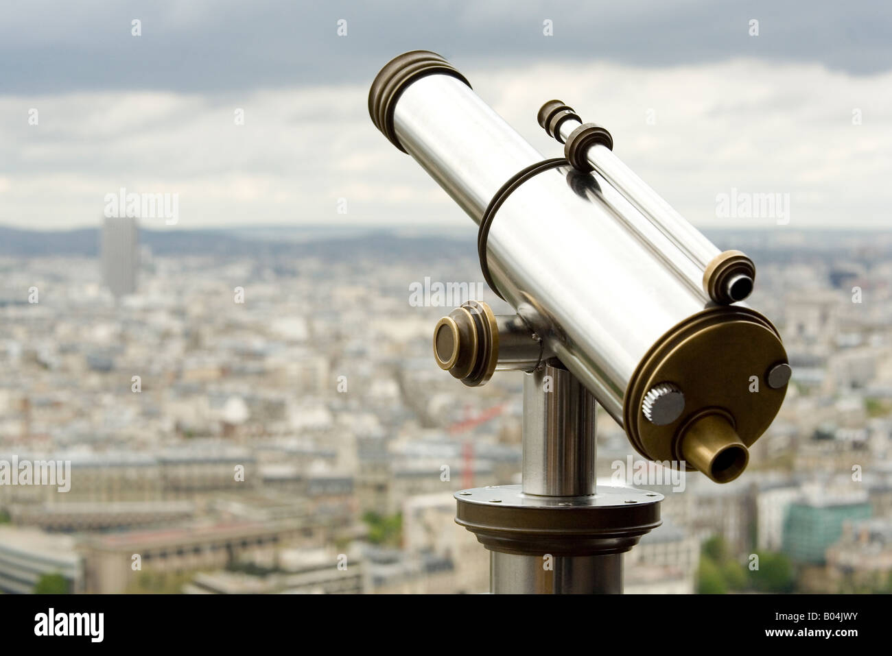 Viewing telescope on the Eiffel Tower Paris France Stock Photo - Alamy