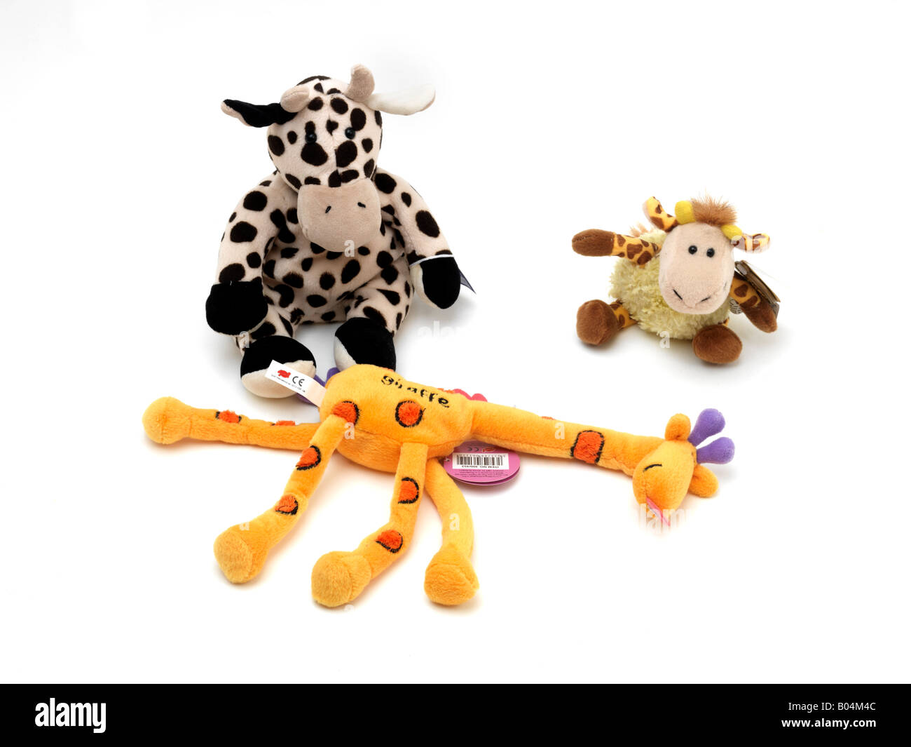 Collection of Soft Toys Giraffes and Cow Stock Photo - Alamy