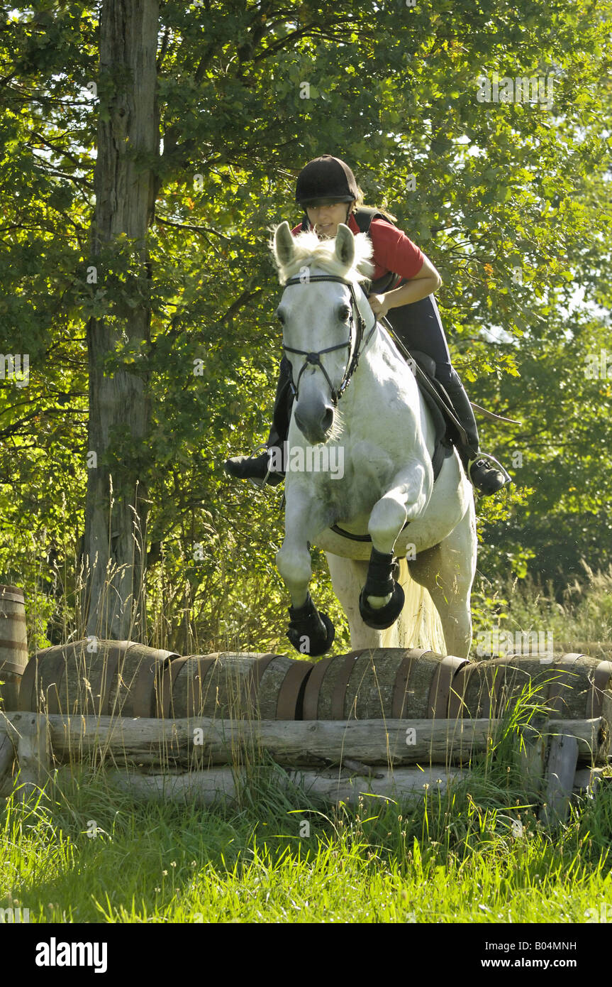 Over fence jumping woman hi-res stock photography and images - Alamy