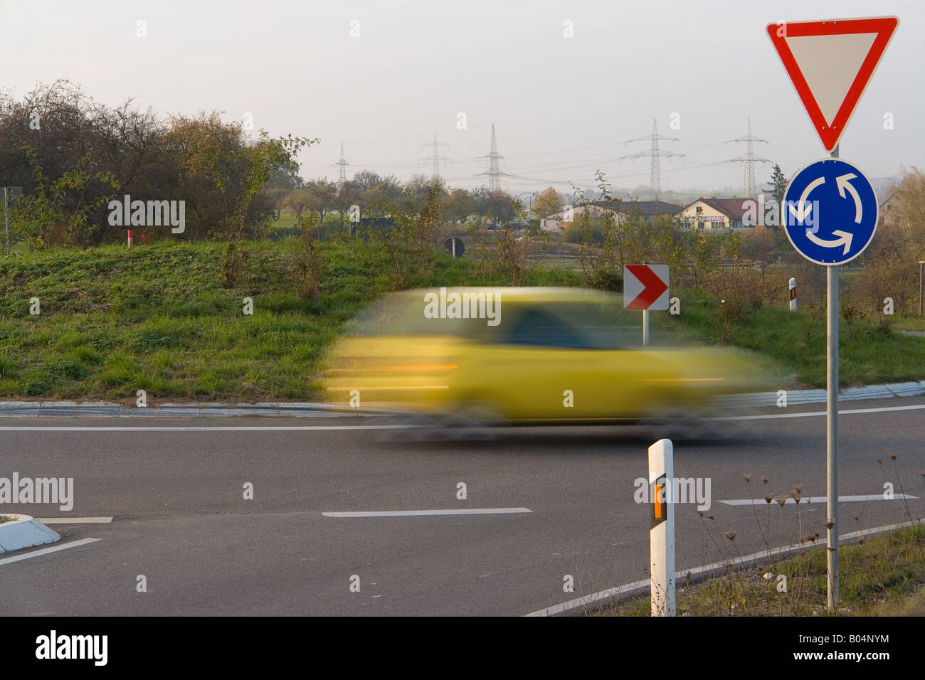 Germany Baden Wuerttemberg roundabout between Notzingen and Lindorf ...