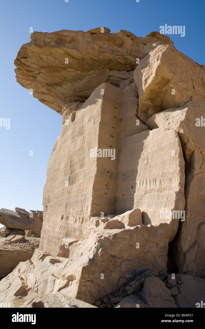The capstone at Gebel Silsilah sandstone Quarry on West bank of Nile ...