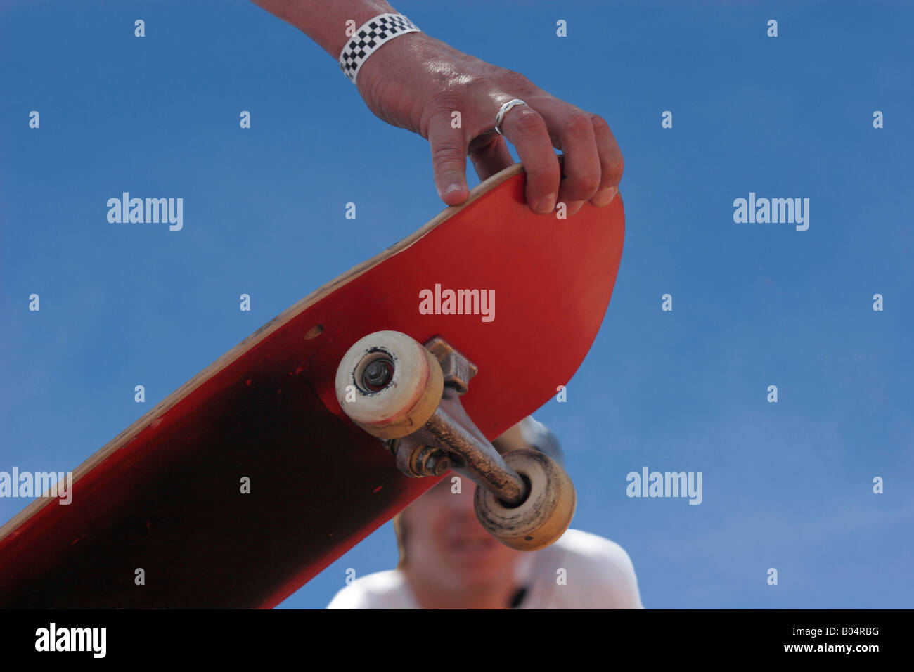 Skateboarder preparing for a ramp "drop-in Stock Photo - Alamy