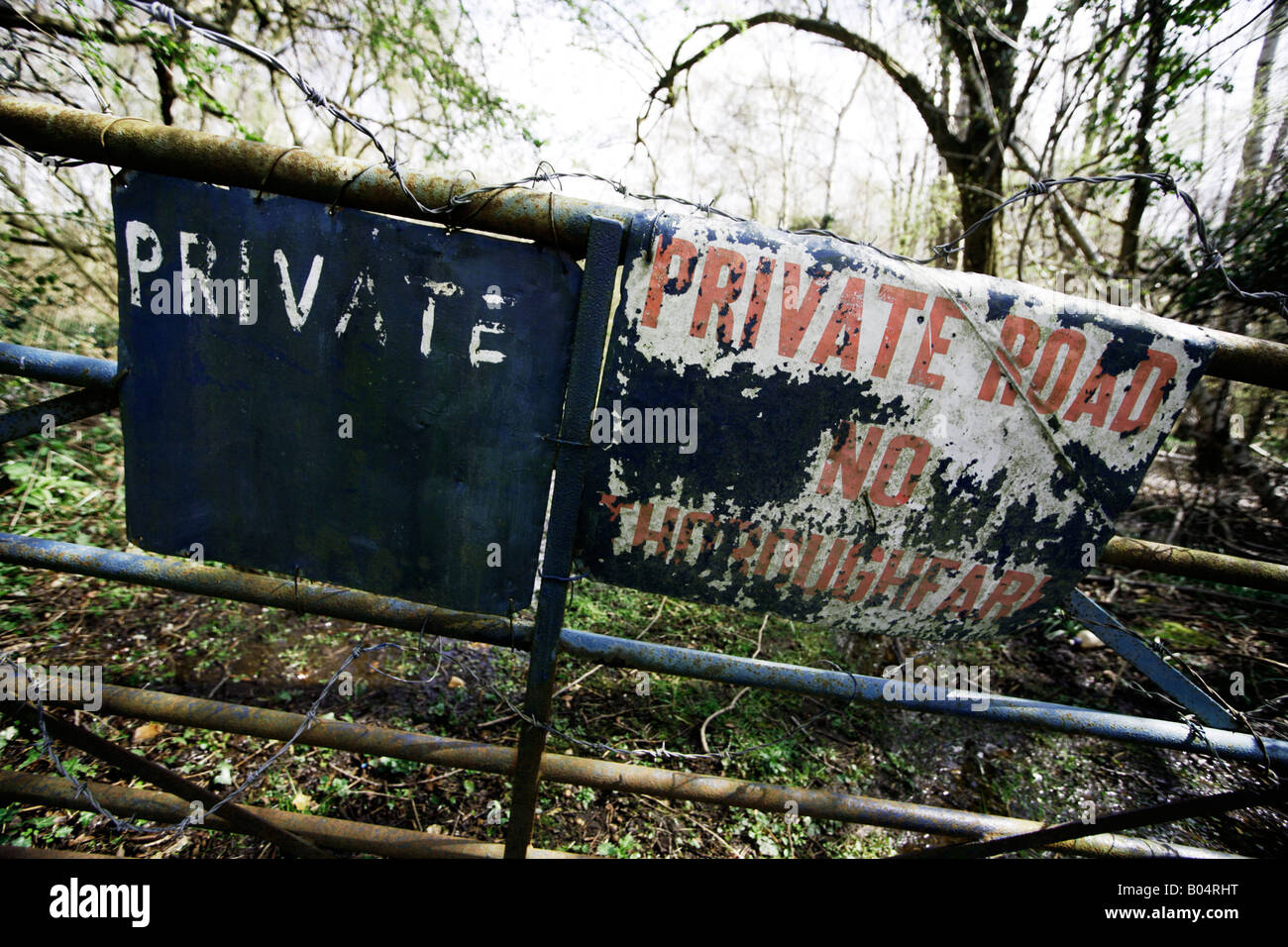 Private Sign on Gate Stock Photo - Alamy