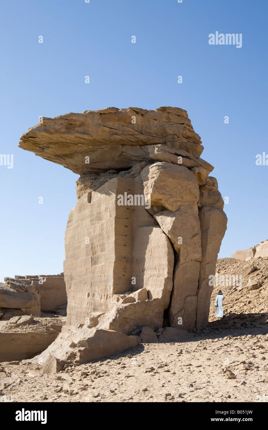 The capstone at Gebel Silsilah sandstone Quarry on West bank of Nile ...