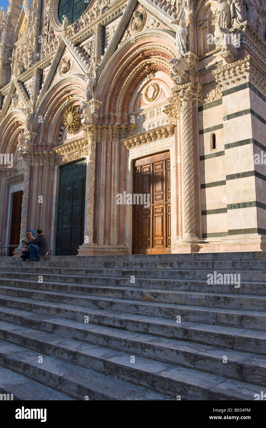 Entrance to the Siena Duomo (Cathedral) in the historic old town ...