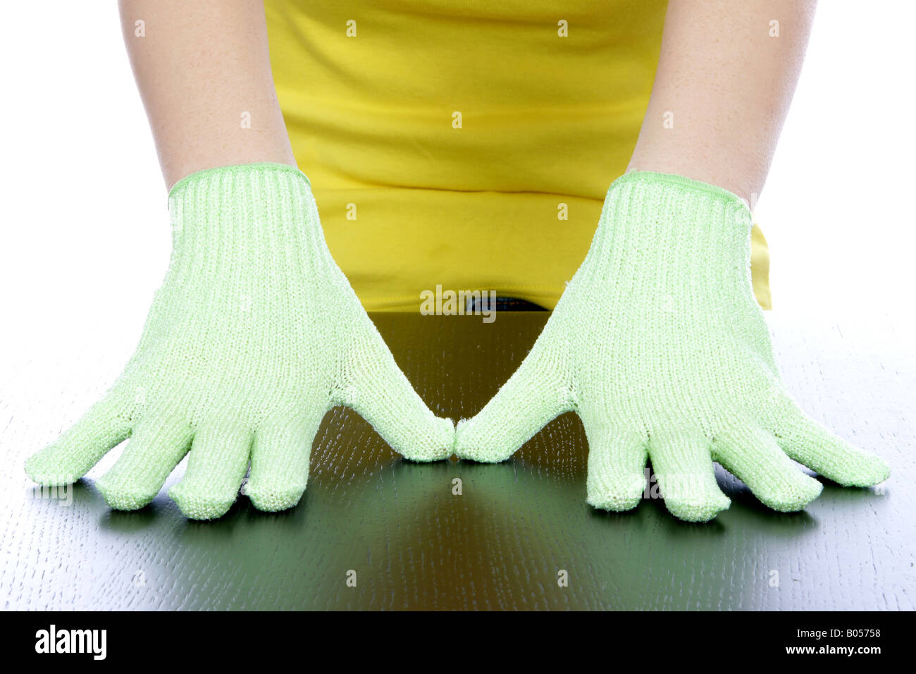 Young Woman Wearing Exfoliating Gloves Model Released Stock Photo - Alamy
