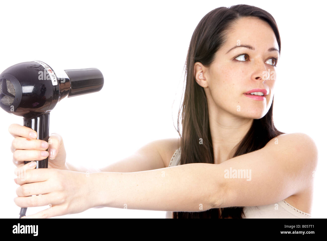Young Woman Drying Hair Model Released Stock Photo - Alamy