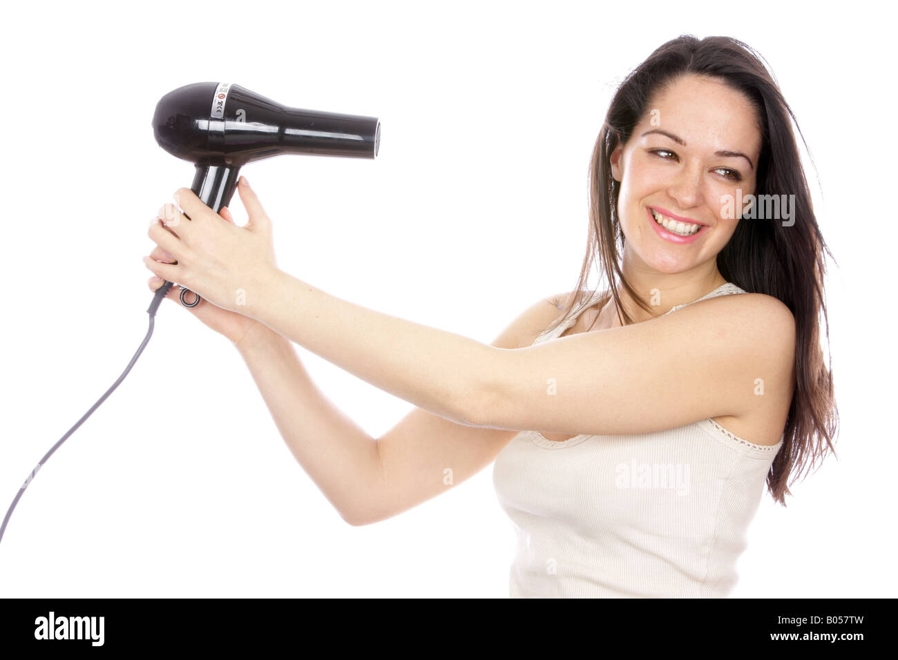 Young Woman Drying Hair Model Released Stock Photo - Alamy