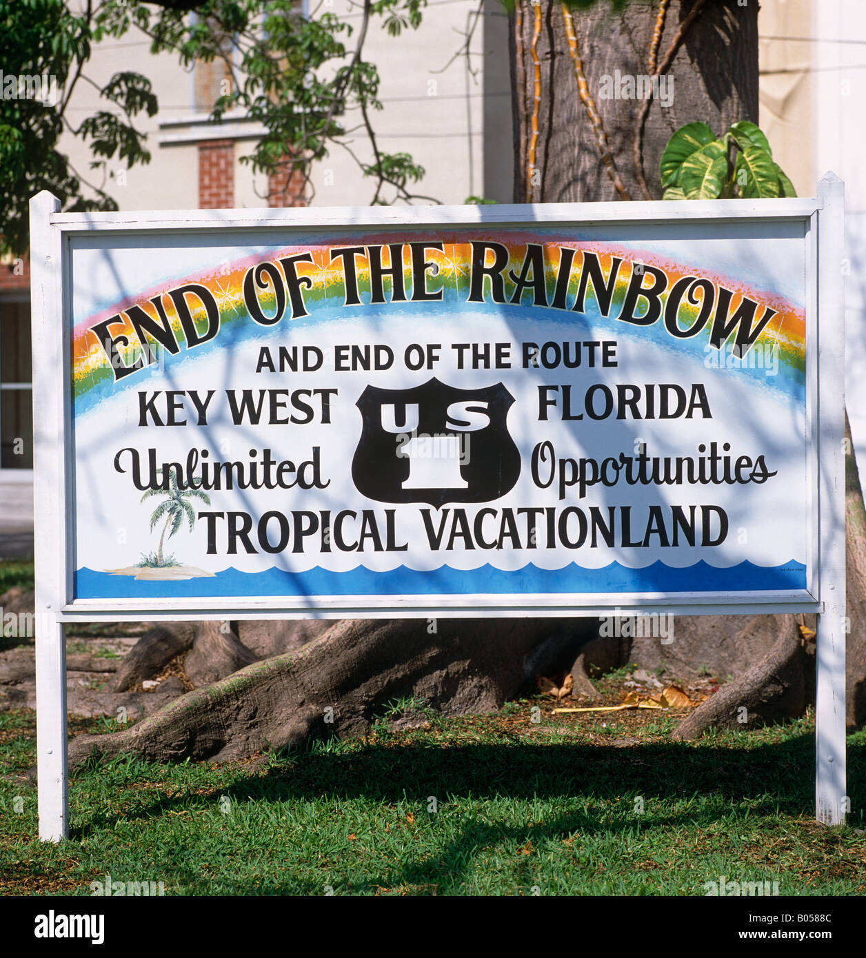 Sign end highway US1, Key West, Florida, USA Stock Photo - Alamy