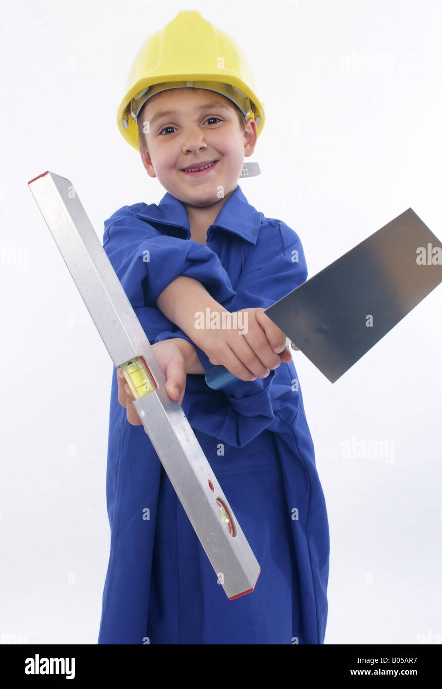 little boy as building worker Stock Photo - Alamy