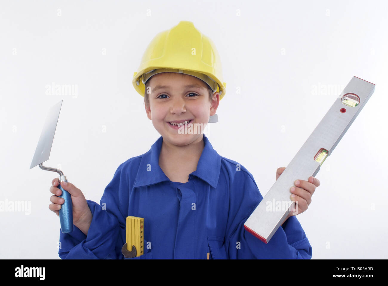 little boy as building worker Stock Photo - Alamy