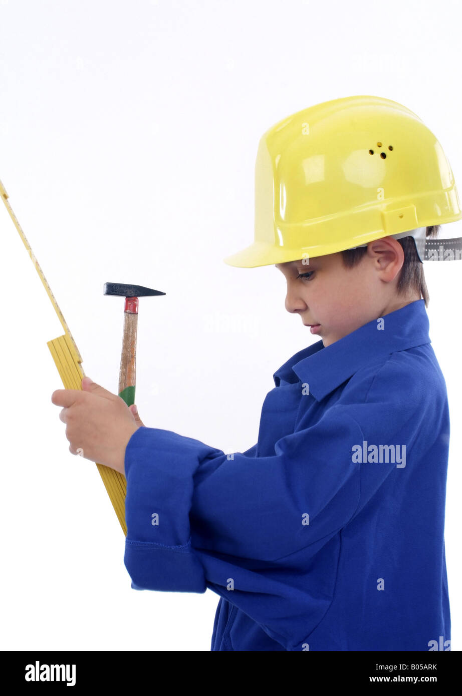 little boy as building worker Stock Photo - Alamy