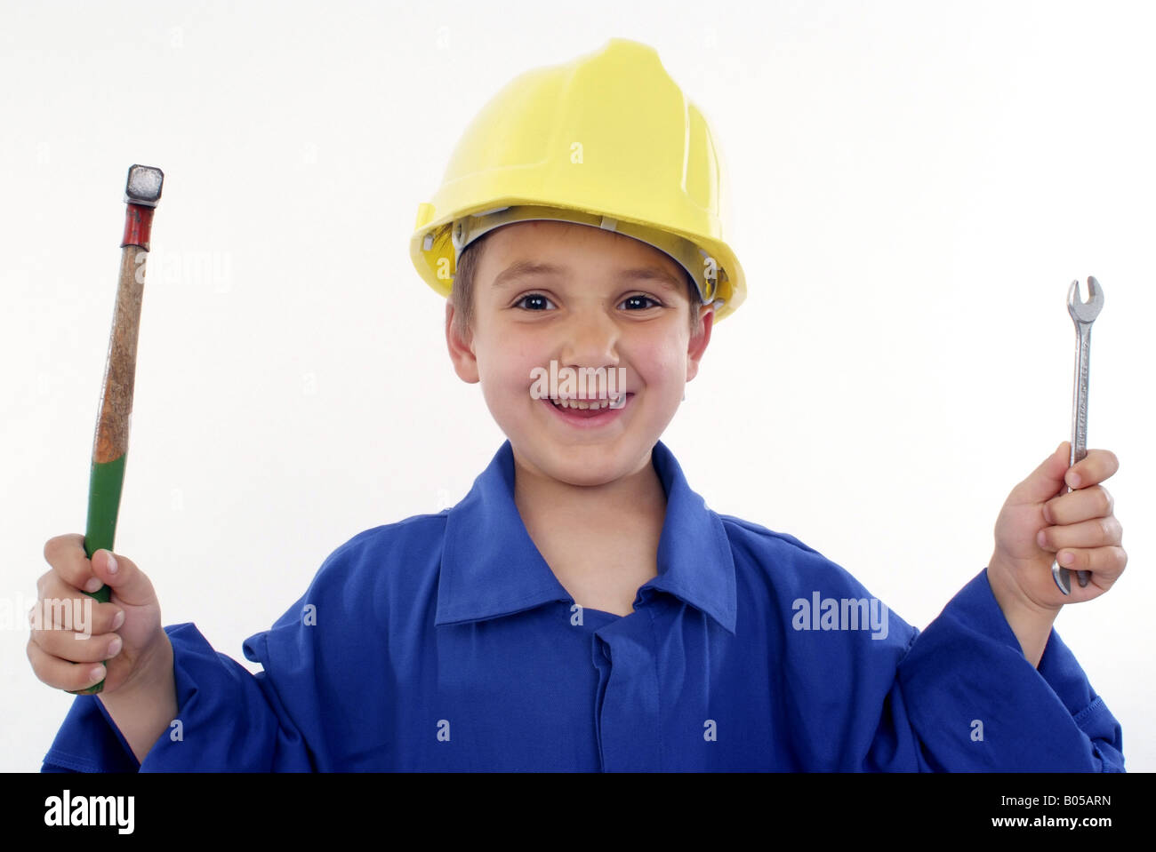 little boy as building worker Stock Photo - Alamy
