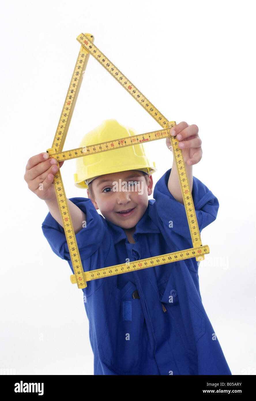little boy as building worker, building construction Stock Photo - Alamy