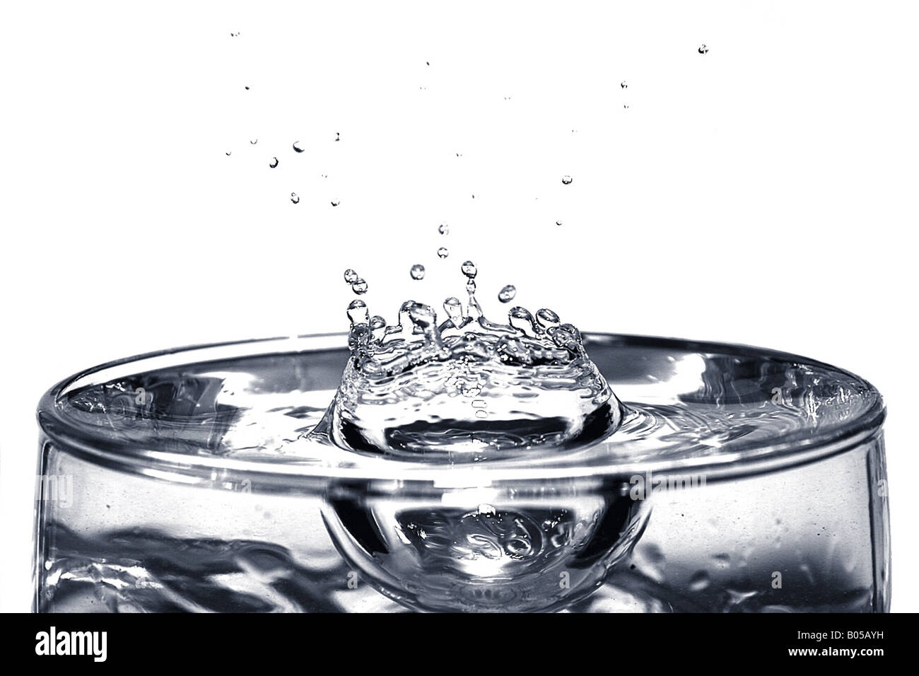 waterdrop hits the surface of a water glass Stock Photo - Alamy